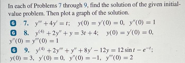 Solved In each of Problems 7 through 9, find the solution of | Chegg.com
