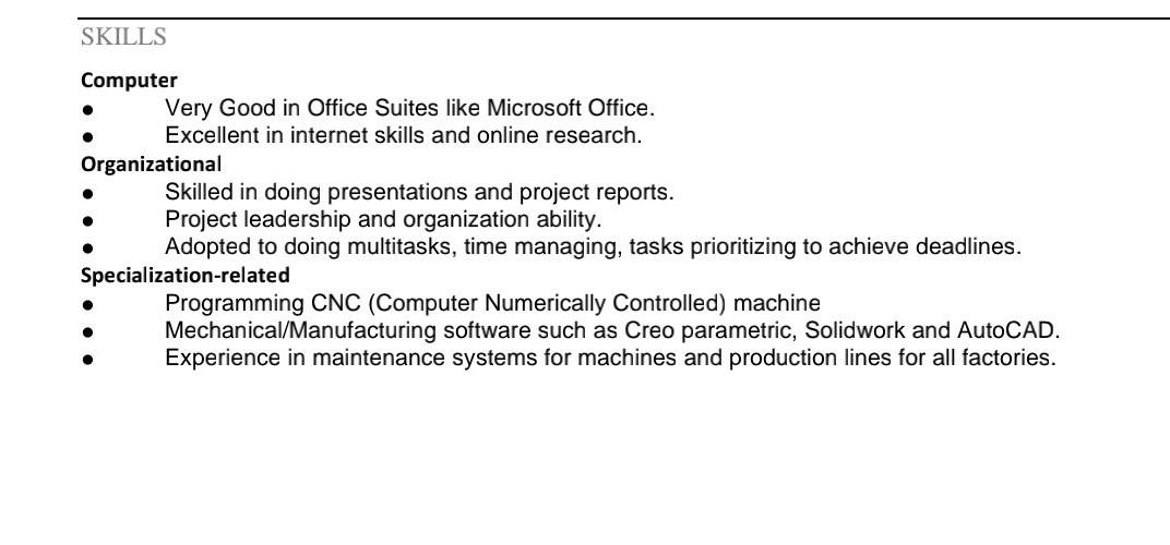 Adding additional information to the CV in an | Chegg.com