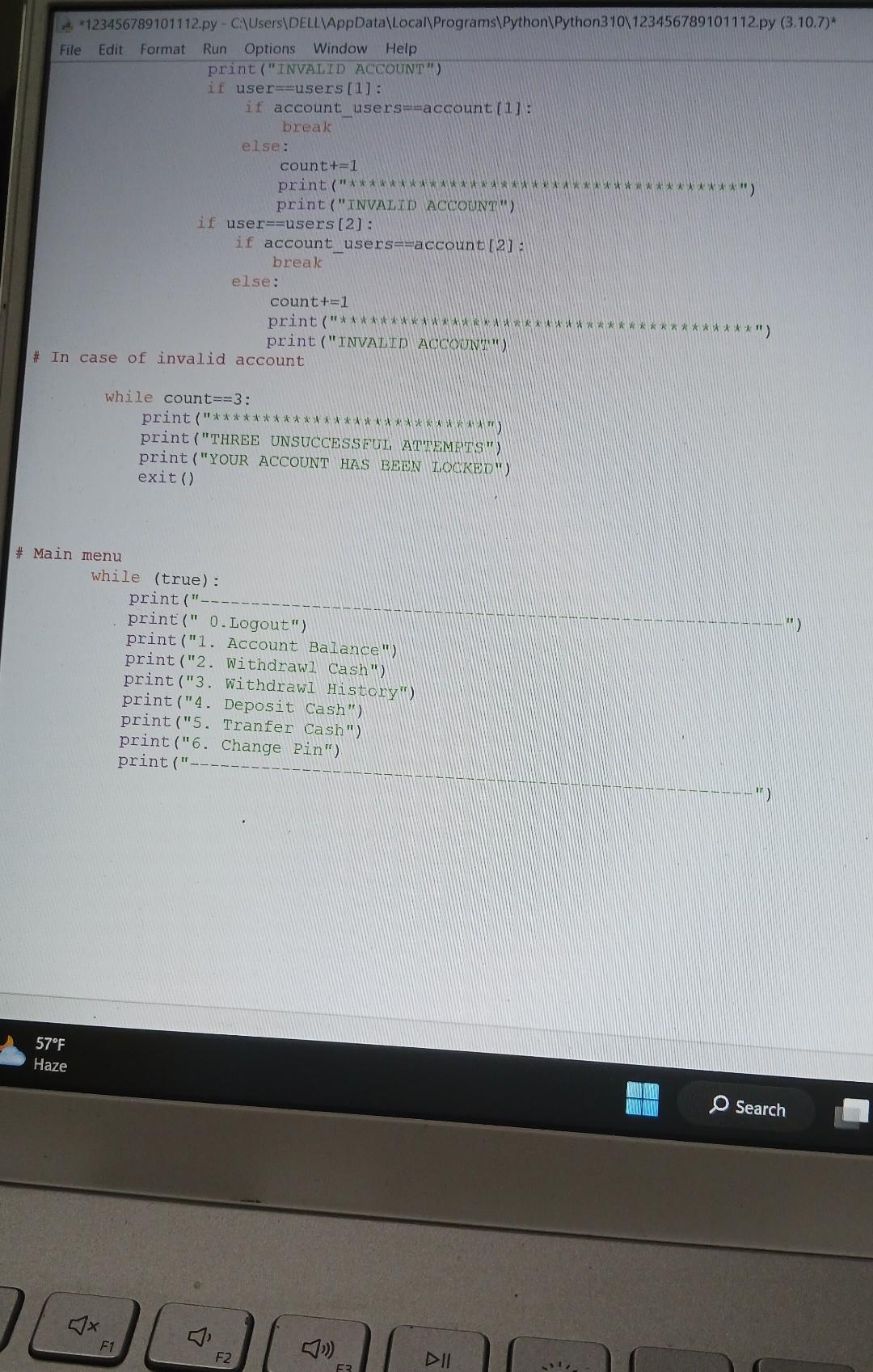 Solved File Edit Format Run Options Window HelpFile Edit | Chegg.com