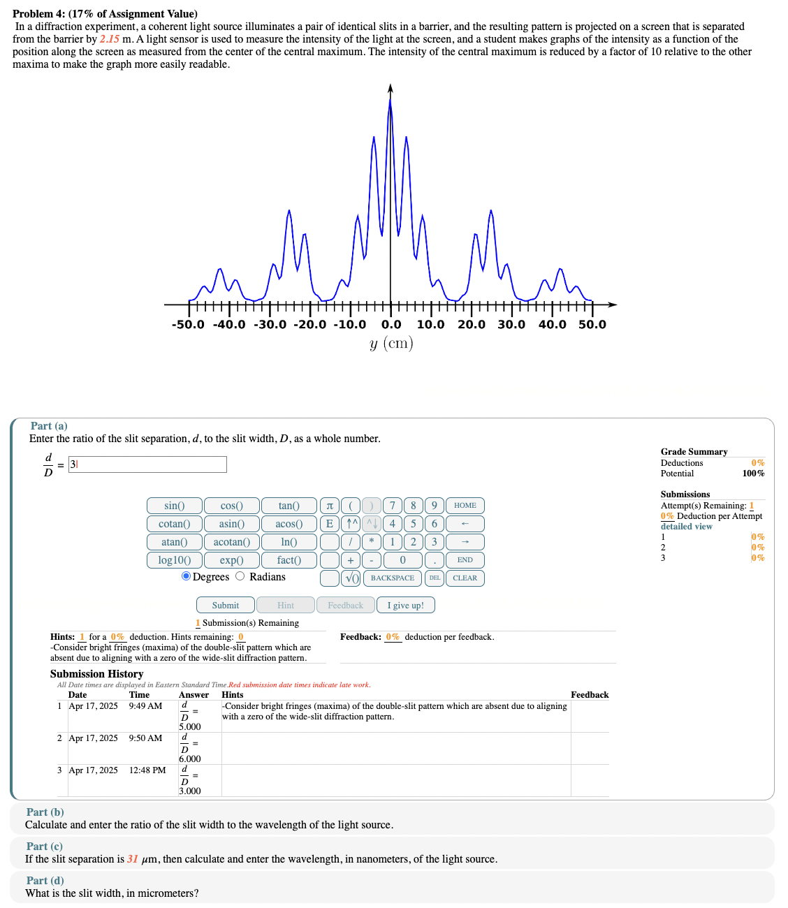 Solved In a diffraction experiment, a coherent light source | Chegg.com