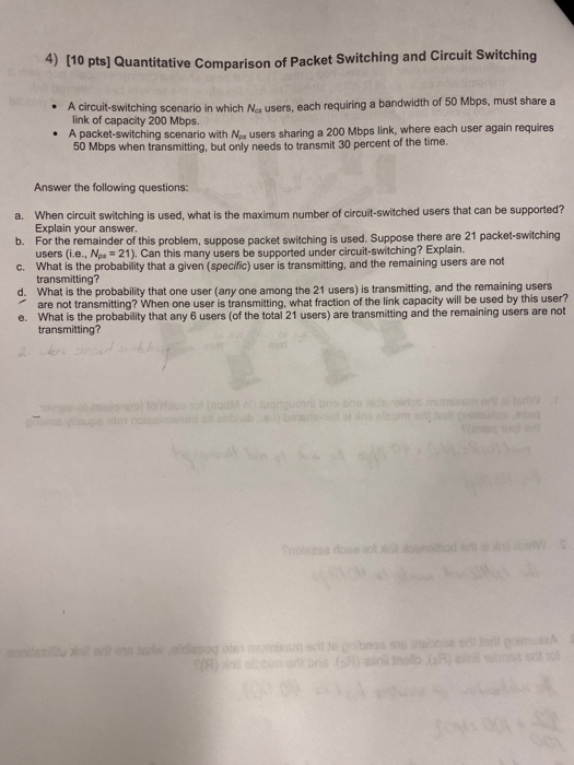 Solved ^) (10 pts] Quantitative Comparison of Packet | Chegg.com
