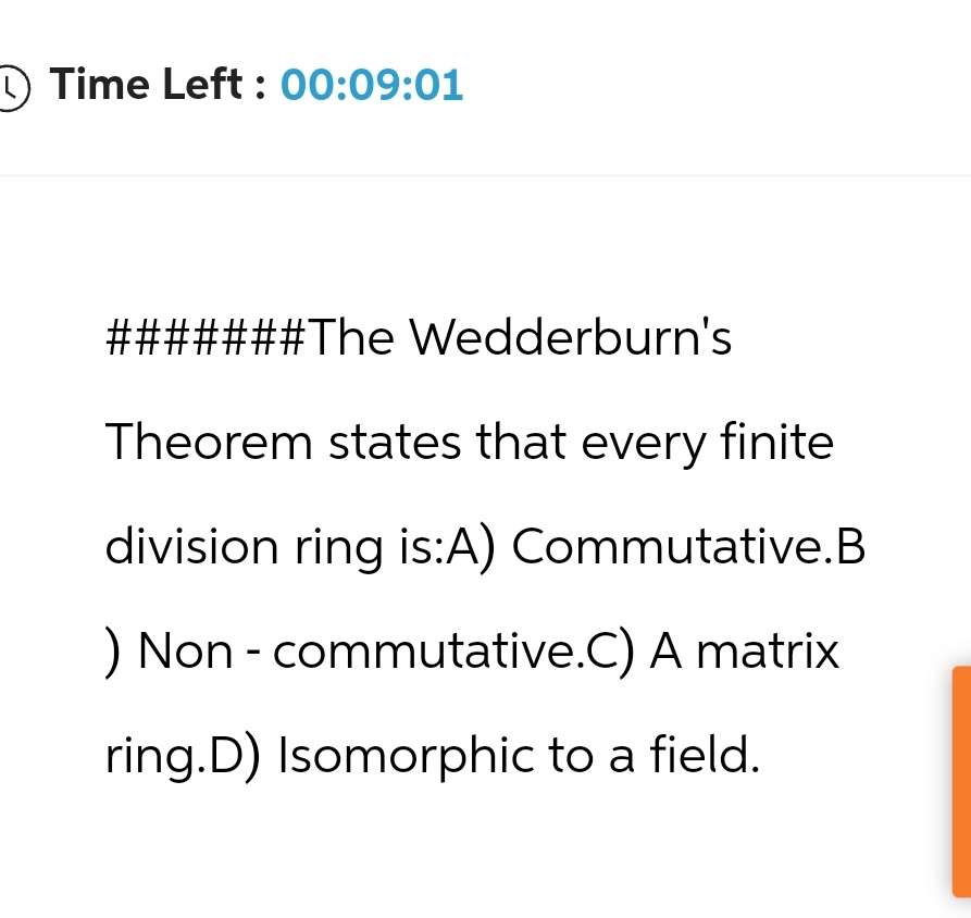 Solved (1) ﻿Time Left : 00:09:01#######The | Chegg.com