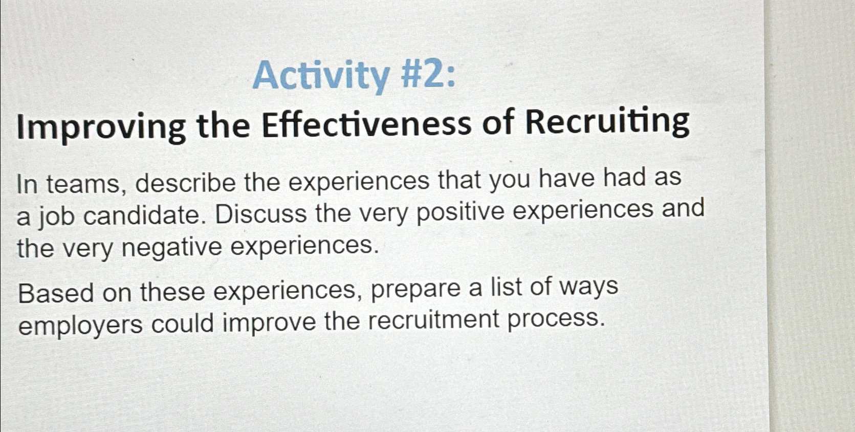 Solved Activity #2:Improving the Effectiveness of | Chegg.com
