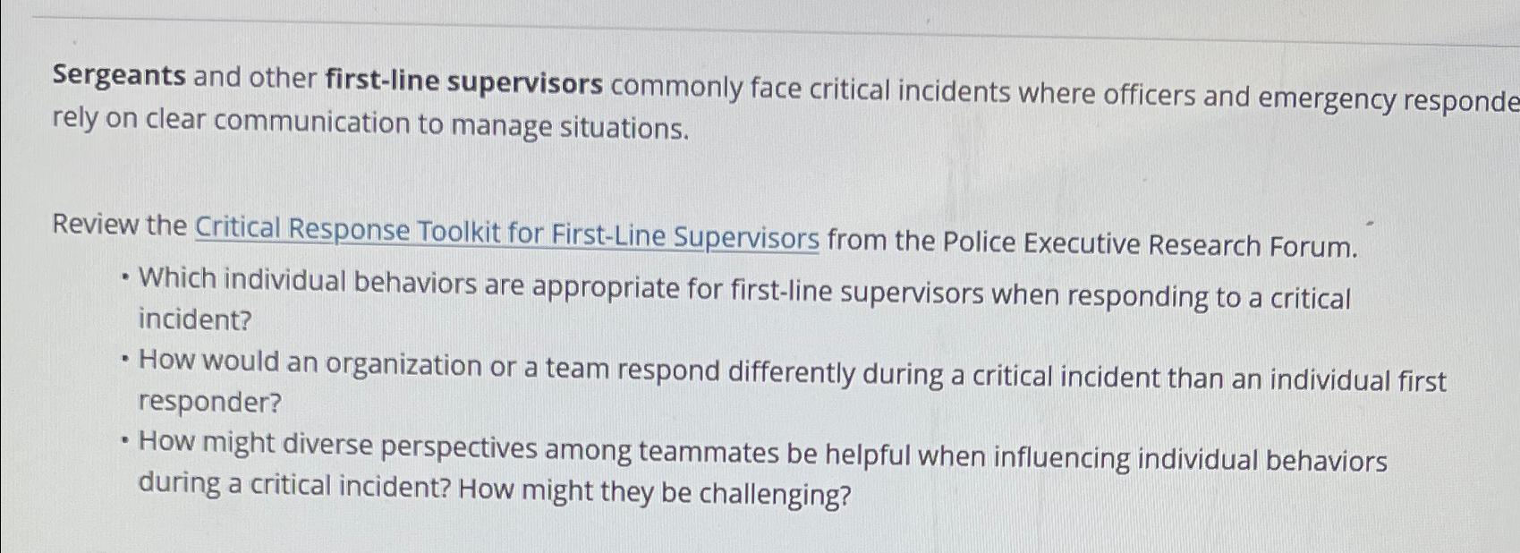 Solved Sergeants and other first-line supervisors commonly | Chegg.com