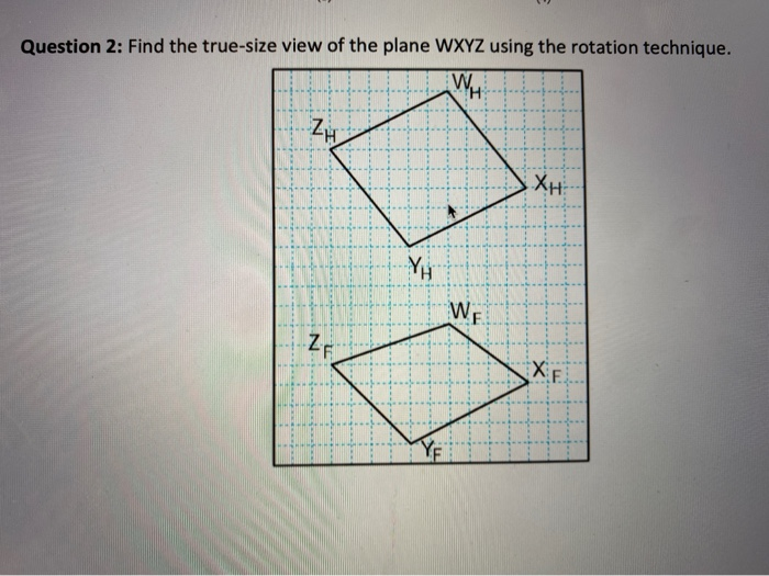 Solved Question 2: Find the true-size view of the plane WXYZ | Chegg.com