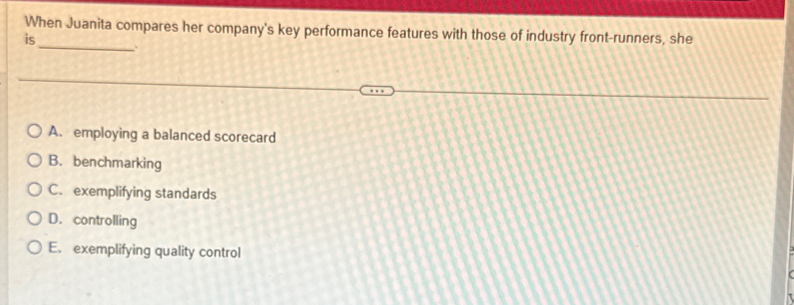 Solved When Juanita compares her company's key performance | Chegg.com