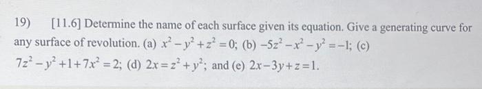 Solved 19) [11.6] Determine the name of each surface given | Chegg.com