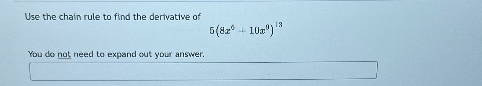 Solved Use the chain rule to find the derivative | Chegg.com