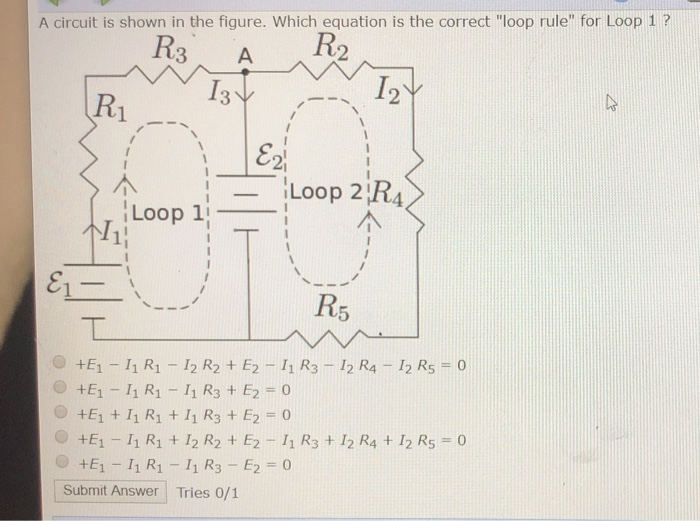 Solved A circuit is shown in the figure. Which equation is | Chegg.com