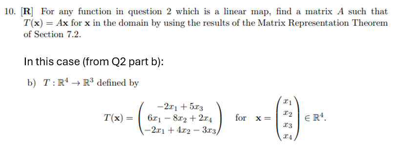 Solved R ﻿For any function in question 2 ﻿which is a linear | Chegg.com