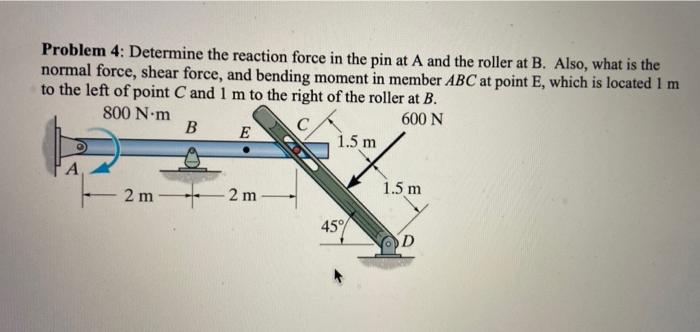 Solved Problem 4: Determine the reaction force in the pin at | Chegg.com