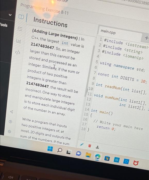 Solved Adding Large Integers) | In C++, the largest int | Chegg.com