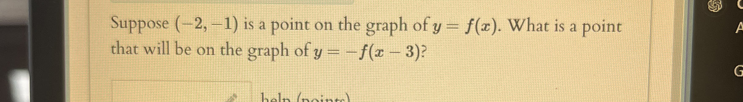 Solved Suppose (-2,-1) ﻿is a point on the graph of y=f(x). | Chegg.com