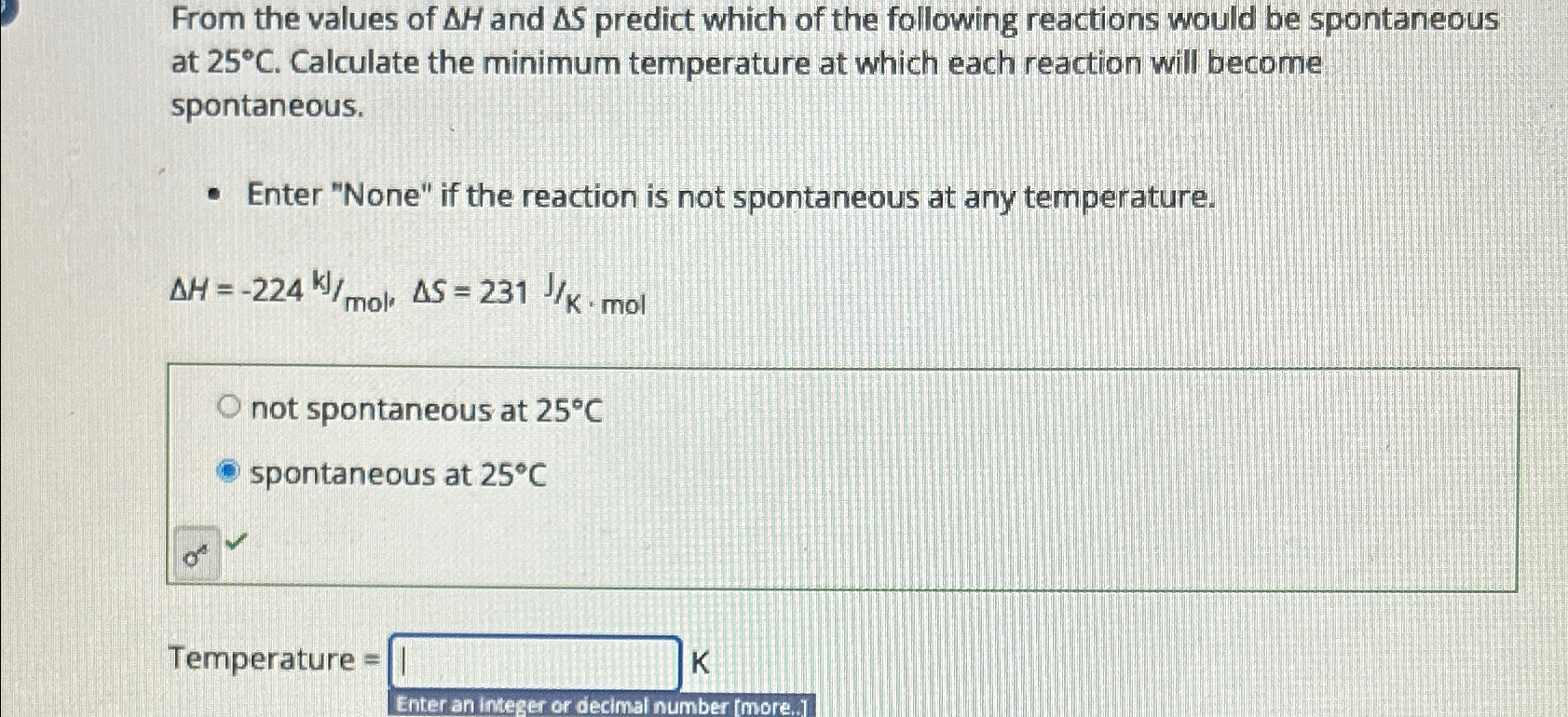 Solved From the values of \\\\Delta H and \\\\Delta S | Chegg.com