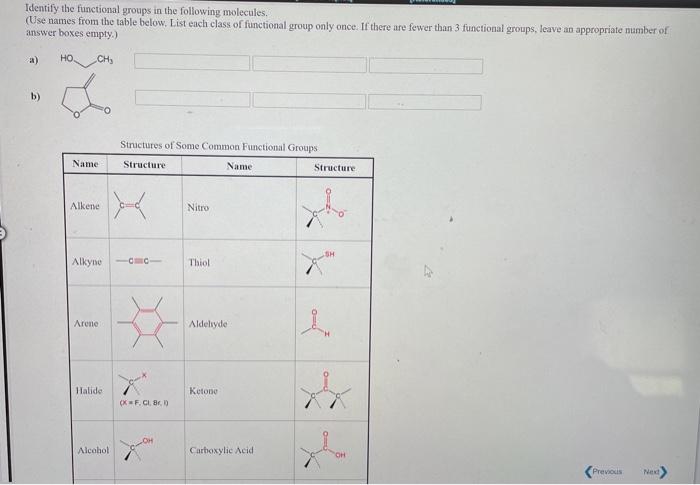 Solved Identify the functional groups in the following | Chegg.com