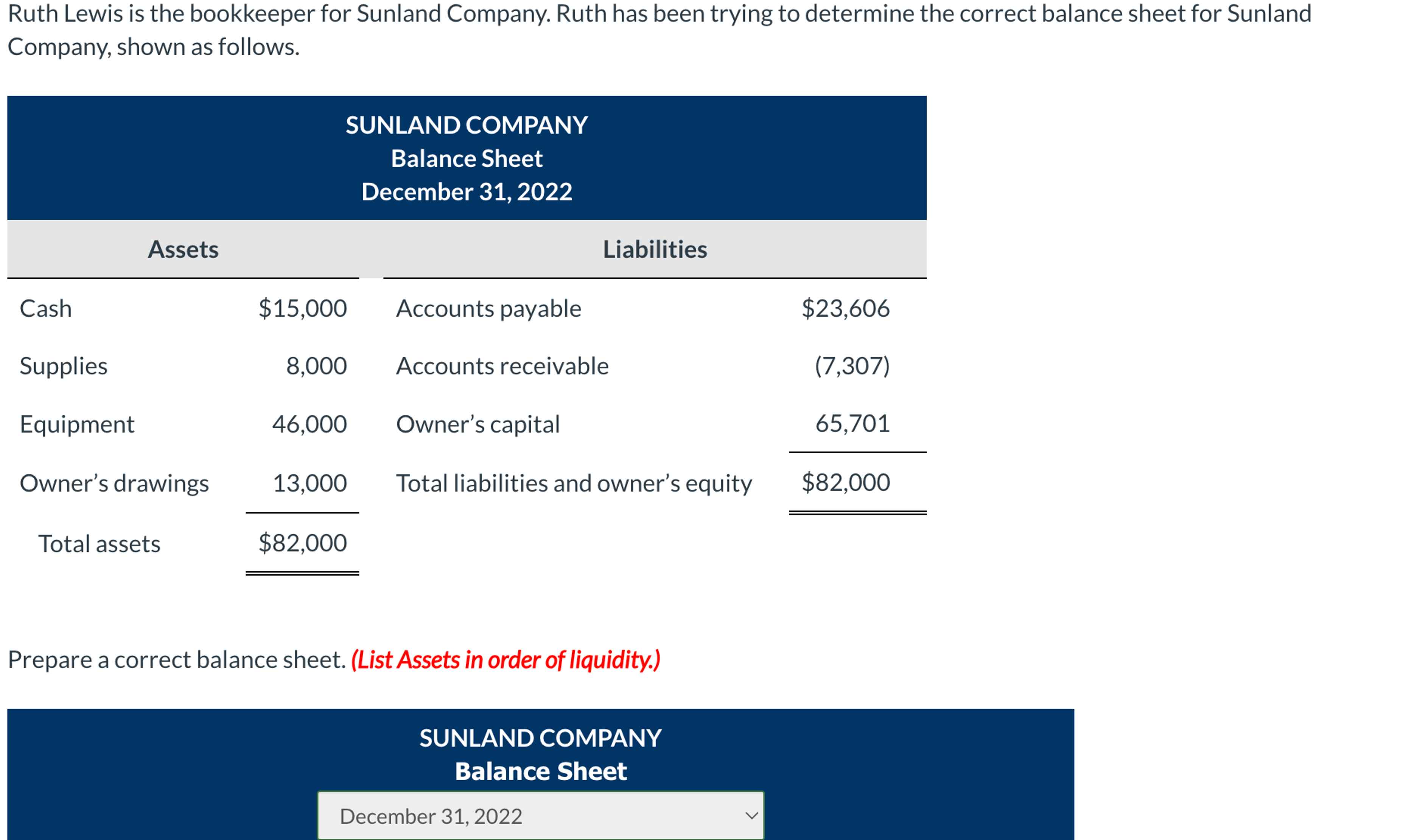 Solved Ruth Lewis is the bookkeeper for Sunland Company. | Chegg.com