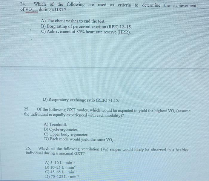 Solved 20. For every 1 MET increase in exercise intensity | Chegg.com