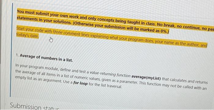 Solved You must submit your own work and only concepts being | Chegg.com