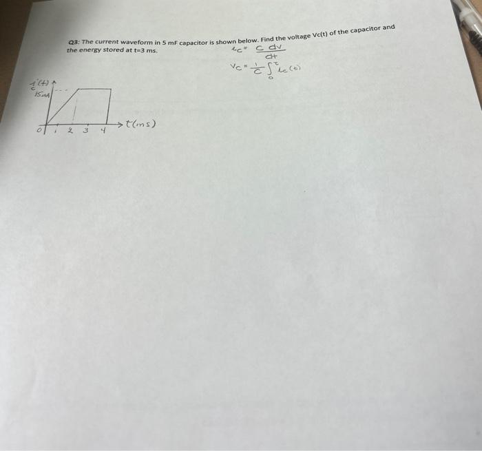 Solved Q3: The current waveform in 5mF capacitor is shown | Chegg.com