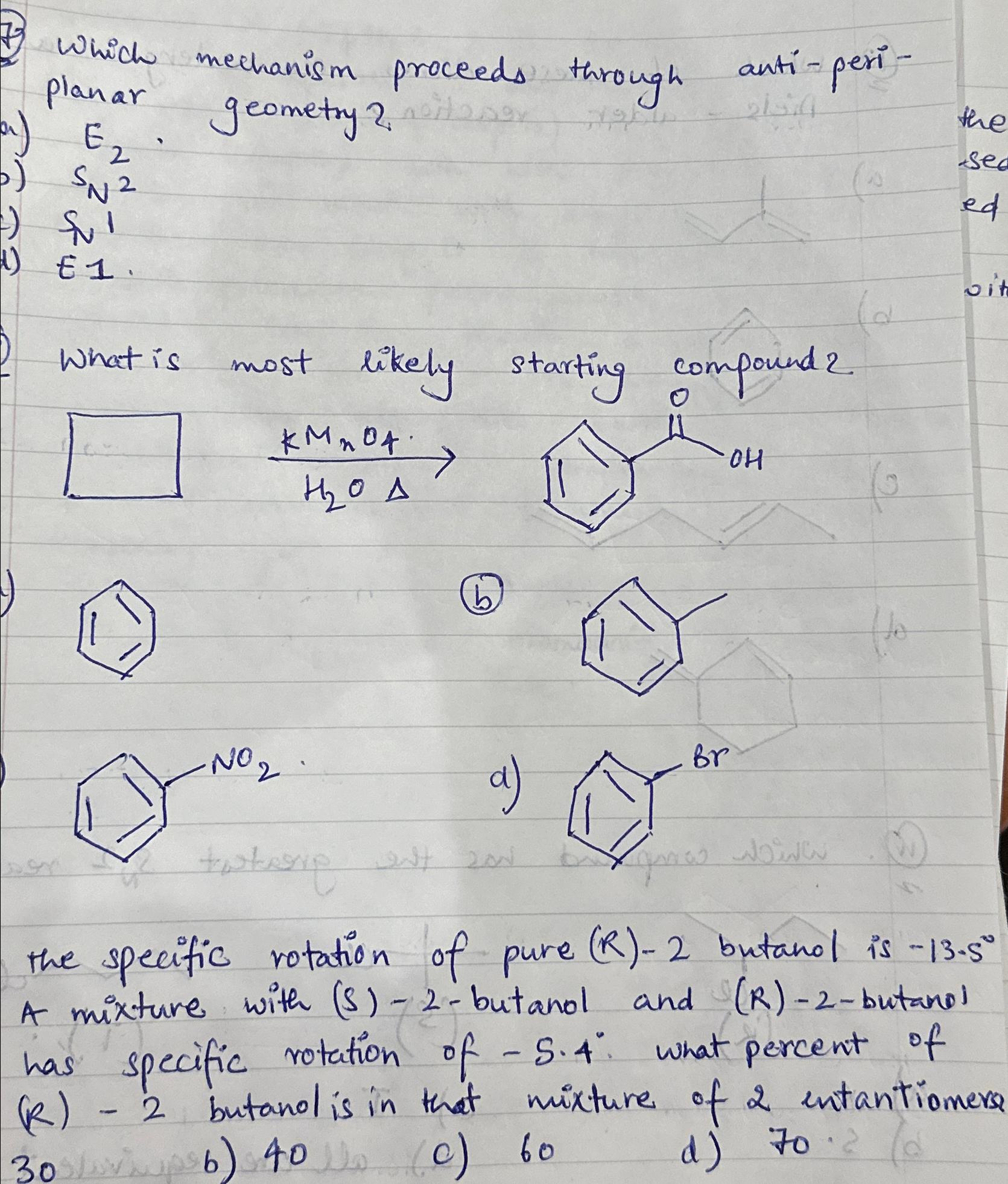 Solved 73 ﻿Which mechanism proceeds through anti-periplanar | Chegg.com
