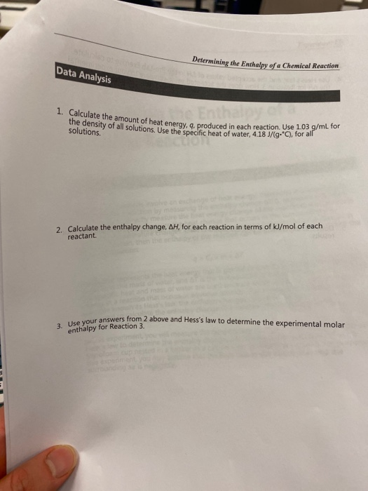 Determining the Enthalpy of a Chemical Reaction | Chegg.com
