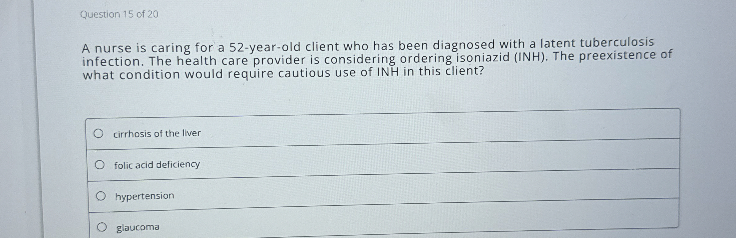 High Quality SOLUTION Question 15 ﻿of 20A nurse is caring for a 52-year-old | Chegg.com
