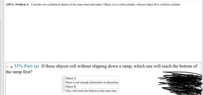 Solved a 33% Part (a) If these objects roll without slipping | Chegg.com