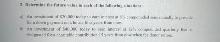 Solved Exercise 1. Present and Future Value Computations | Chegg.com