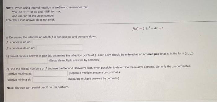 Solved NOTE: When using interval notation in WeBWorK, | Chegg.com