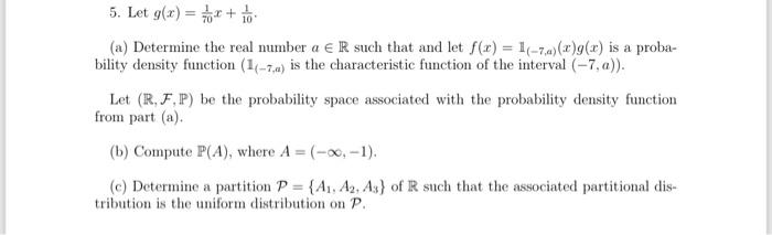 Solved 5. Let g(x)=701x+101. (a) Determine the real number | Chegg.com
