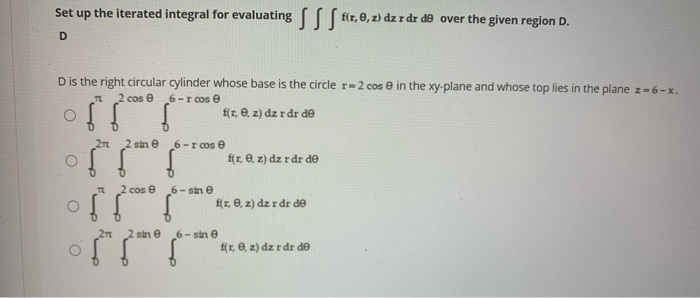 Solved Solve the problem. Set up the triple integral for the | Chegg.com