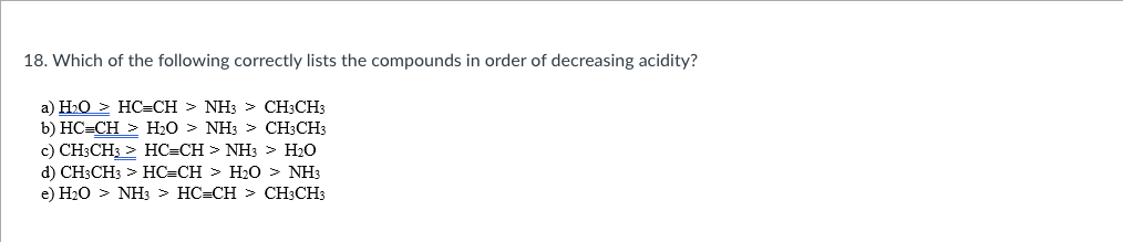 Solved Which of ﻿the following correctly lists the compounds | Chegg.com