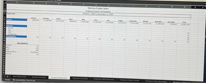 On the Income \& Expenses sheet, the function used to | Chegg.com