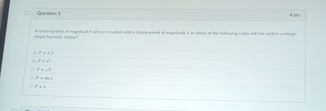 Solved Question 54 ﻿ptsA restoring force of magnitude Facts | Chegg.com