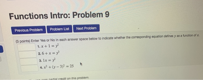 Solved Functions Intro: Problem 9 Previous Problem Problern | Chegg.com