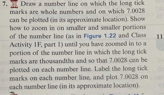 Solved 11 7. / Draw a number line on which the long tick | Chegg.com