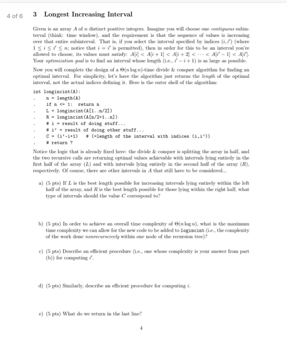 Solved 4 of 6 3 Longest Increasing Interval Given is an | Chegg.com