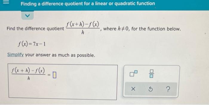 Solved Finding a difference quotient for a linear or | Chegg.com