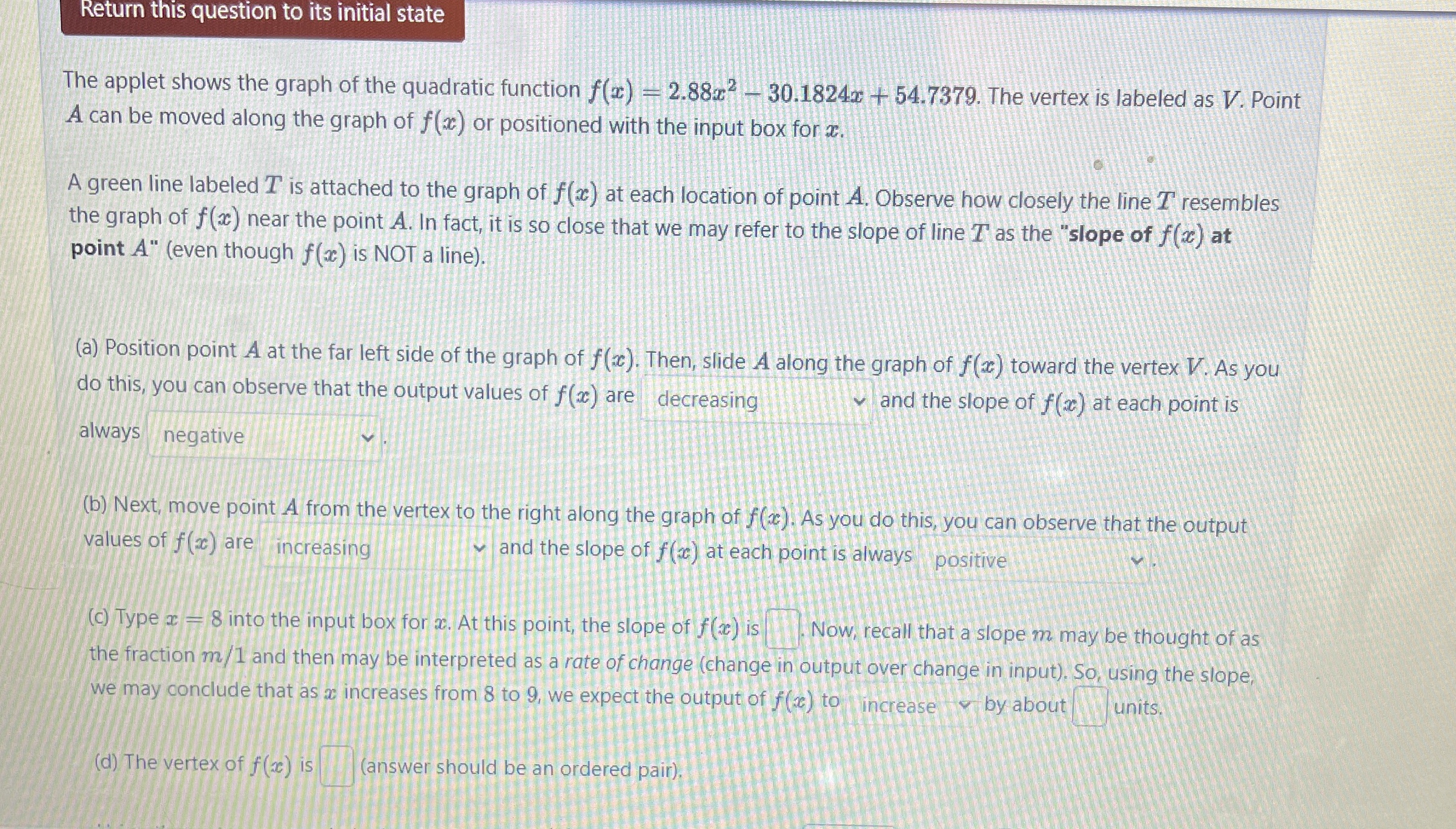 Return this question to its initial stateThe applet | Chegg.com