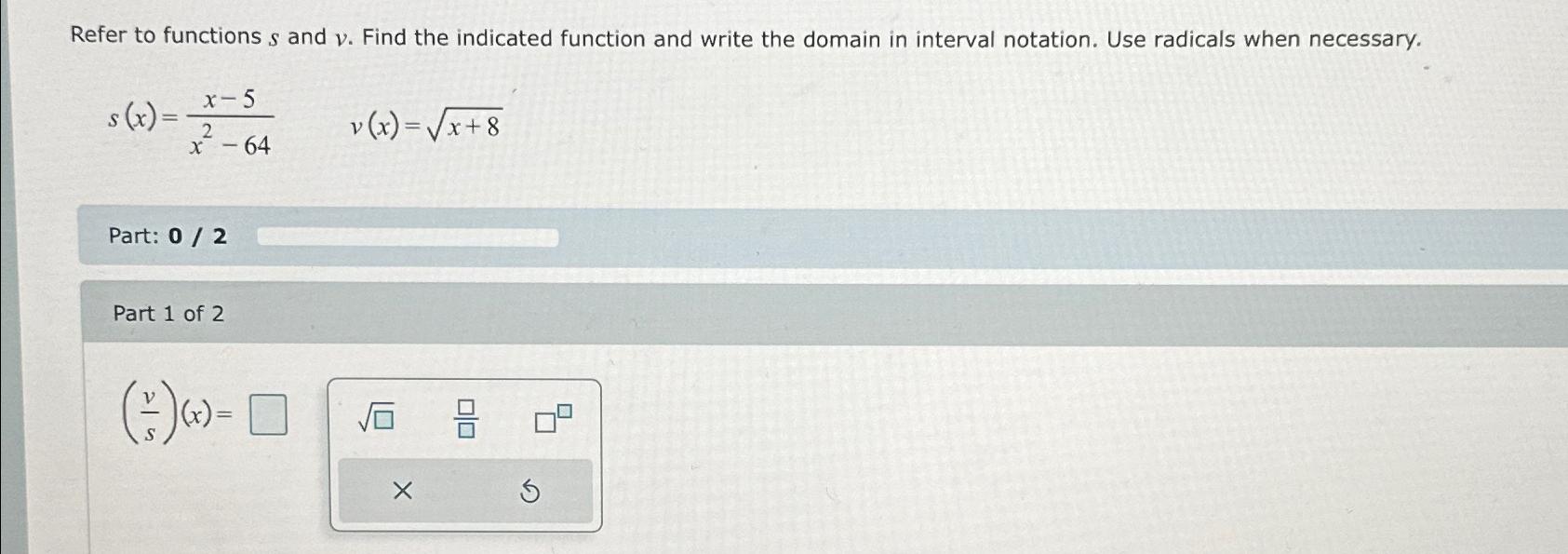 Solved Refer to functions s ﻿and v. ﻿Find the indicated | Chegg.com