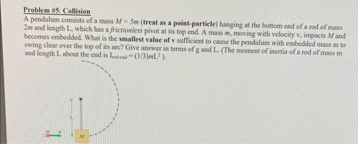 Solved Problem #5: Collision A pendulum consists of a mass | Chegg.com