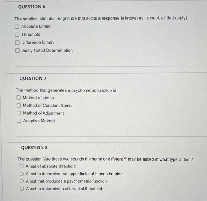 Solved The smallest stimulus magnitude that elicits a | Chegg.com