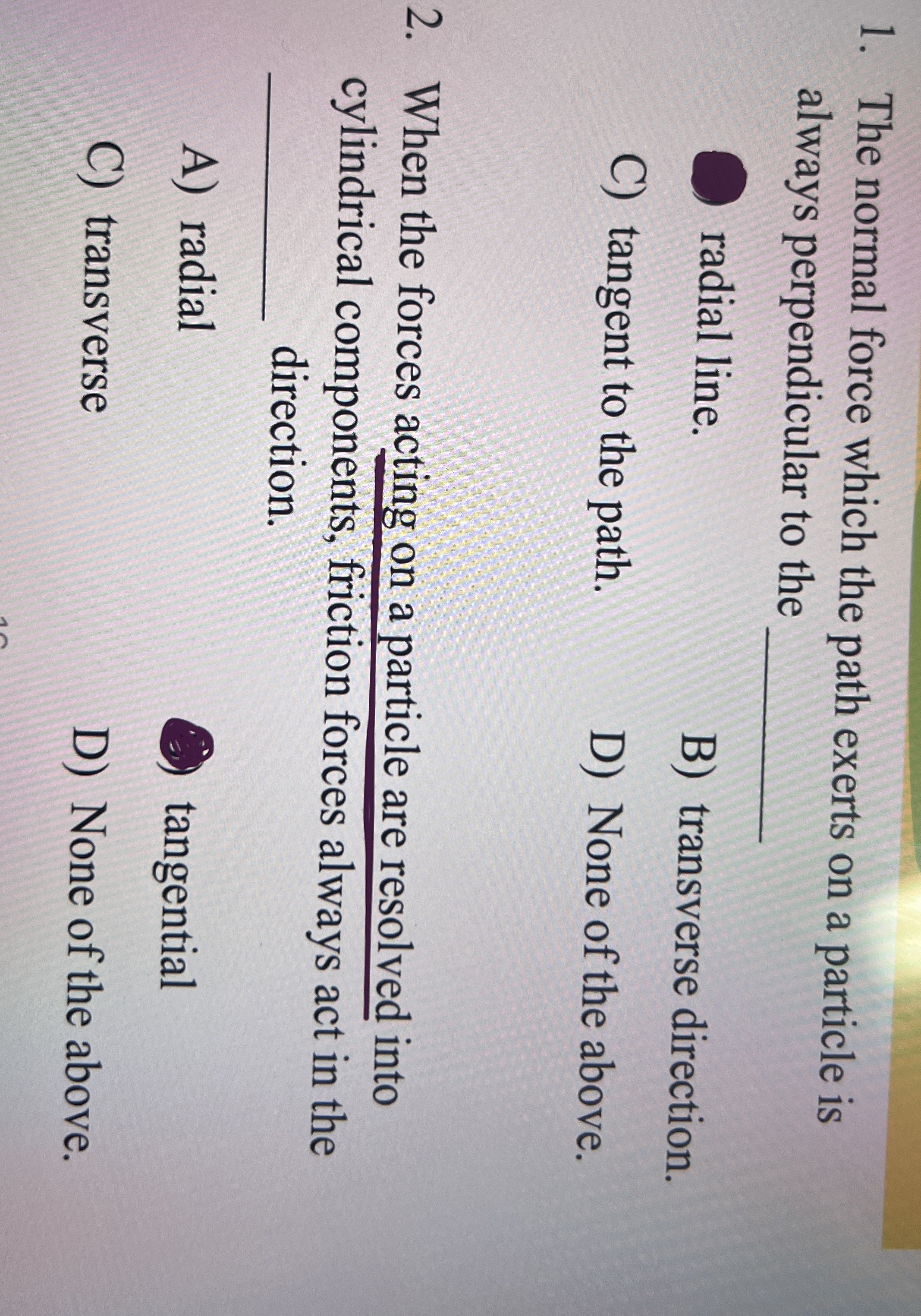 Solved The normal force which the path exerts on a particle | Chegg.com