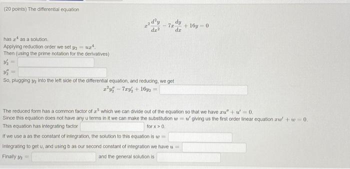 Solved (20 points) The differential equation | Chegg.com