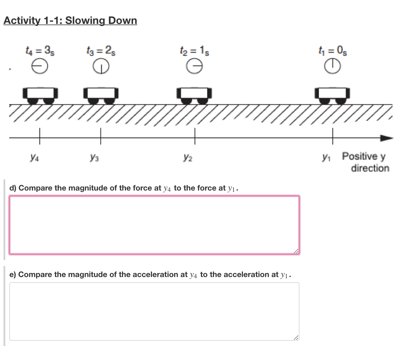 Solved Activity 1-1: Slowing Downd) ﻿Compare the magnitude | Chegg.com