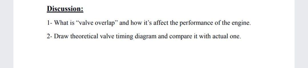 Solved Discussion: 1- What is “valve overlap” and how it's | Chegg.com