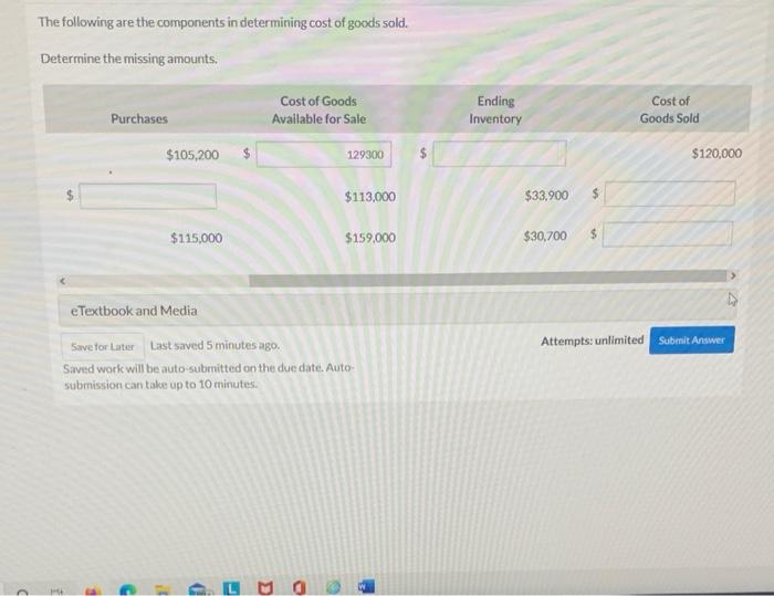 Solved The following are the components in determining cost | Chegg.com