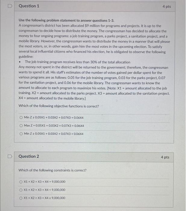 Solved Use the following problem statement to answer | Chegg.com