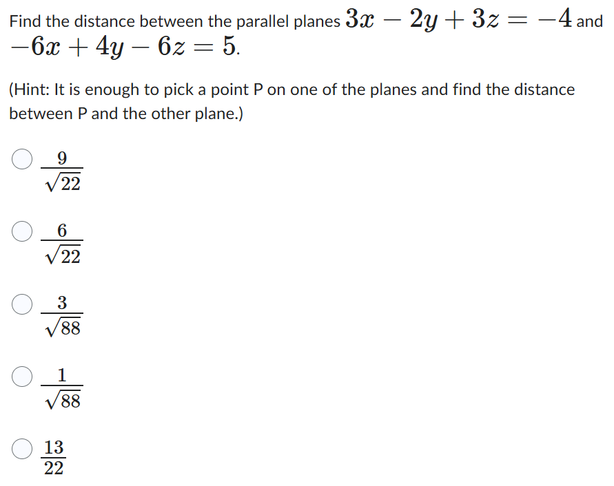 Solved Find the distance between the parallel planes | Chegg.com