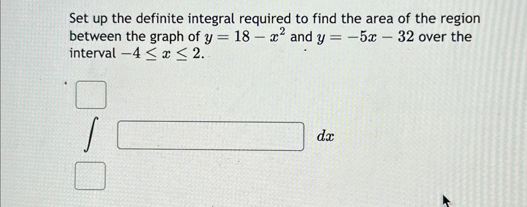 Solved Set up the definite integral required to find the | Chegg.com